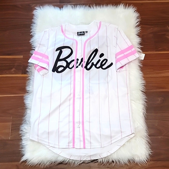 Barbie | Tops | Mattel Barbie Pink Striped Jersey | Poshmark